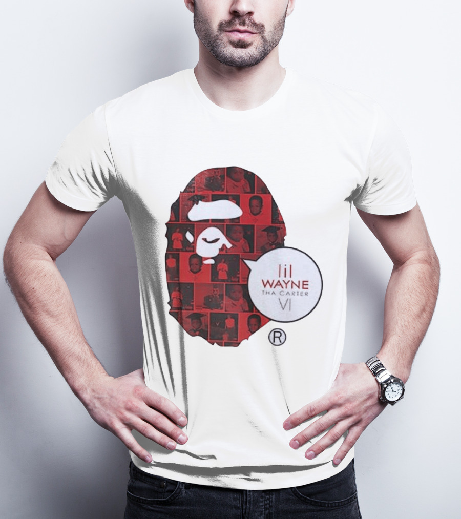 Lil Wayne Tha Carter VI BAPE Collaboration Red Photo Collage T-Shirt
