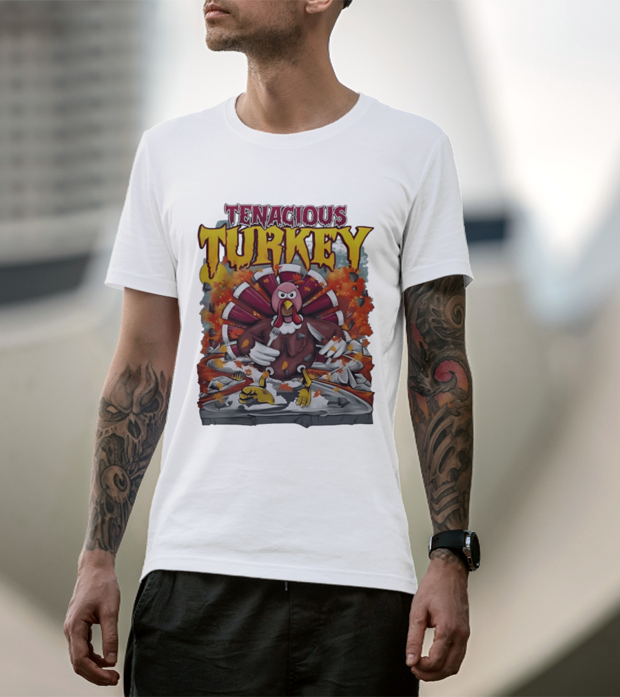 Tenacious Turkey Thanksgiving Cartoon Explosion T-Shirt