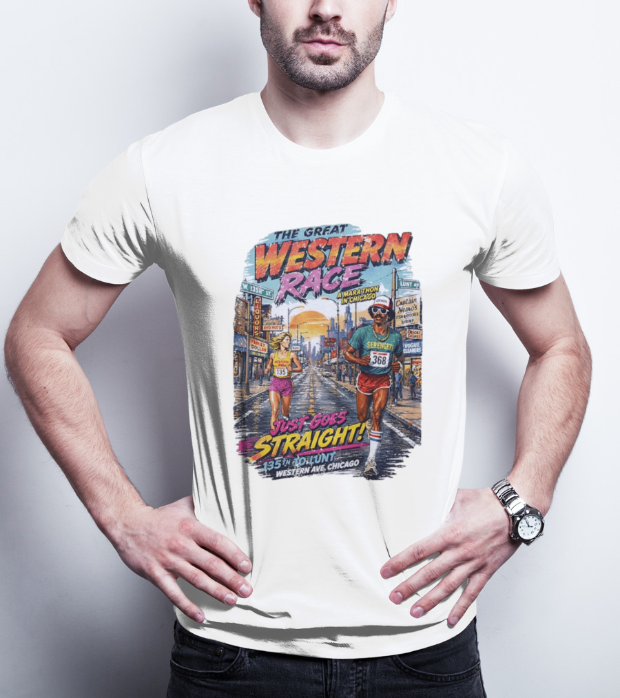 The Great Western Race Marathon Chicago 135th To Lunt Western Ave T-Shirt