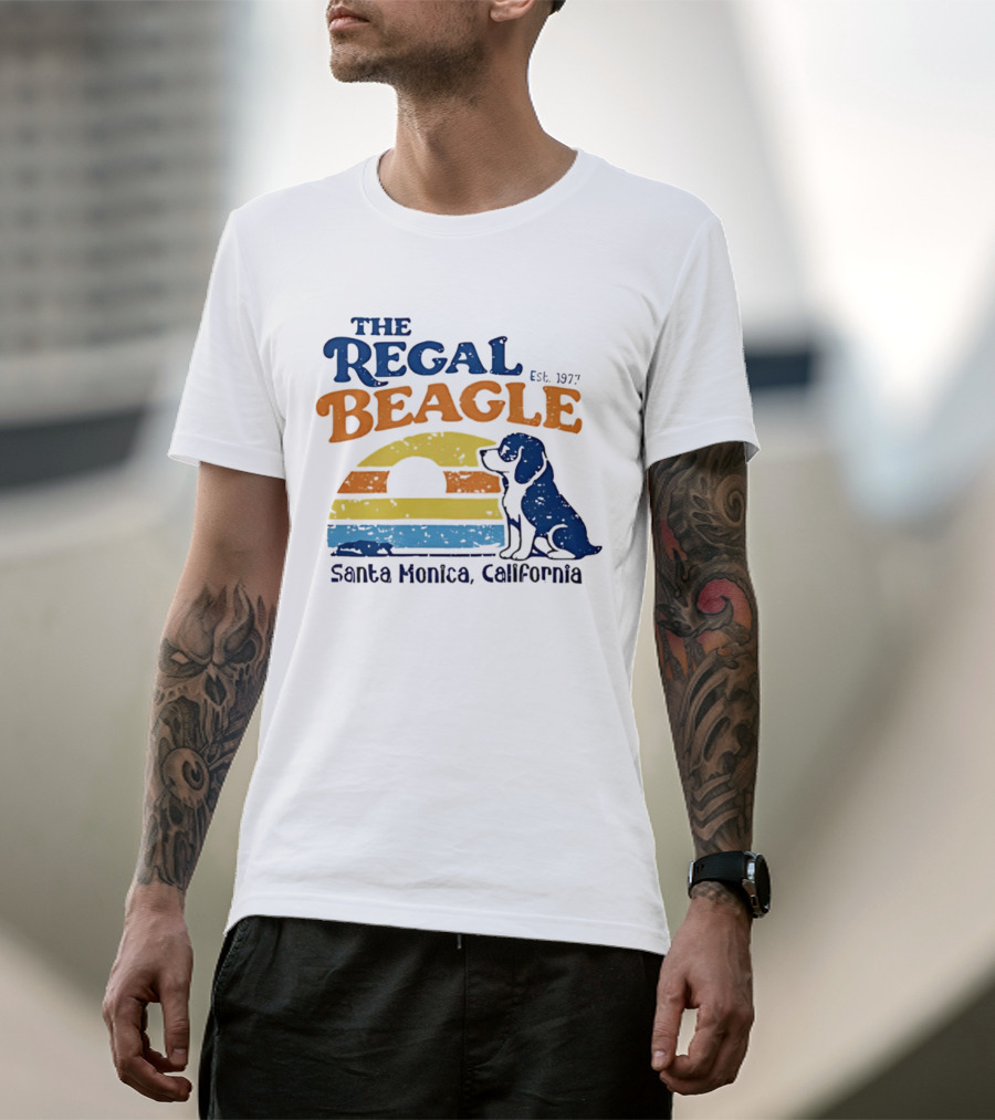 The Regal Beagle Santa Monica California Est 1977 Sunset Dog T-Shirt