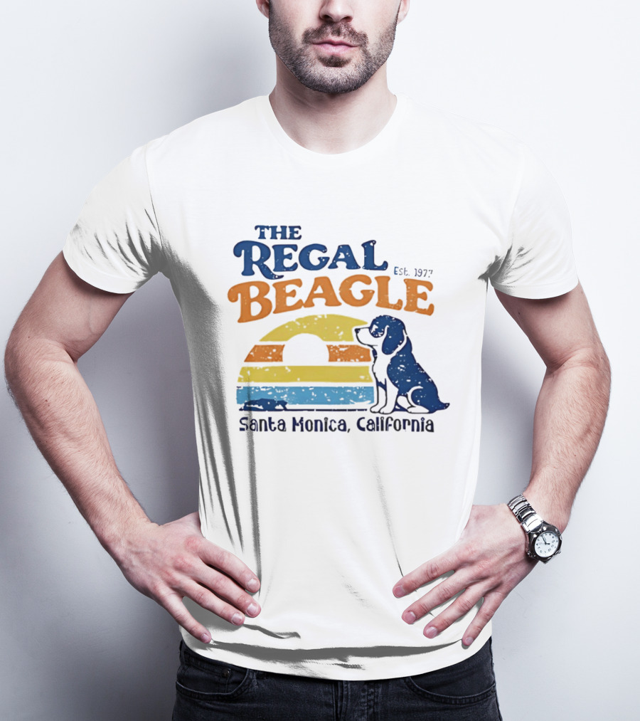 The Regal Beagle Santa Monica California Est 1977 Sunset Dog T-Shirt
