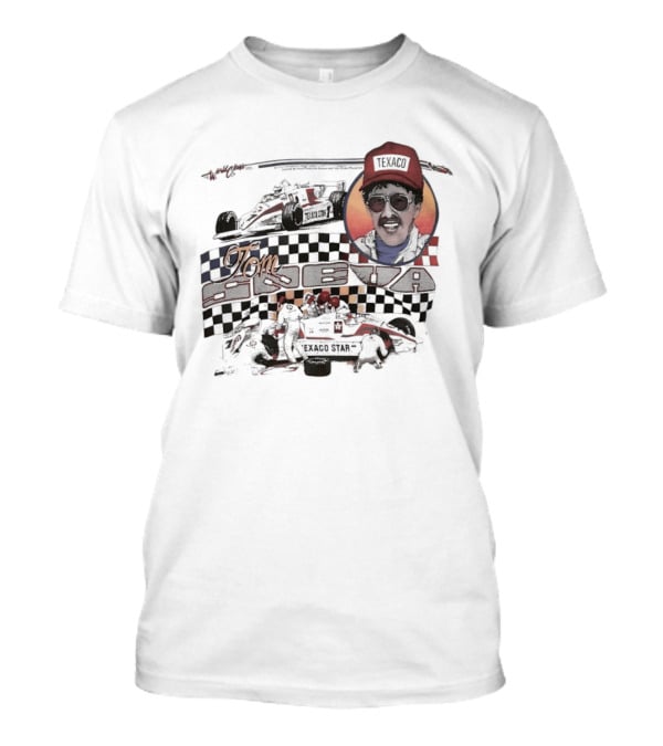 Tom Sneva Texaco Racing Checkered Flags And Car T-Shirt