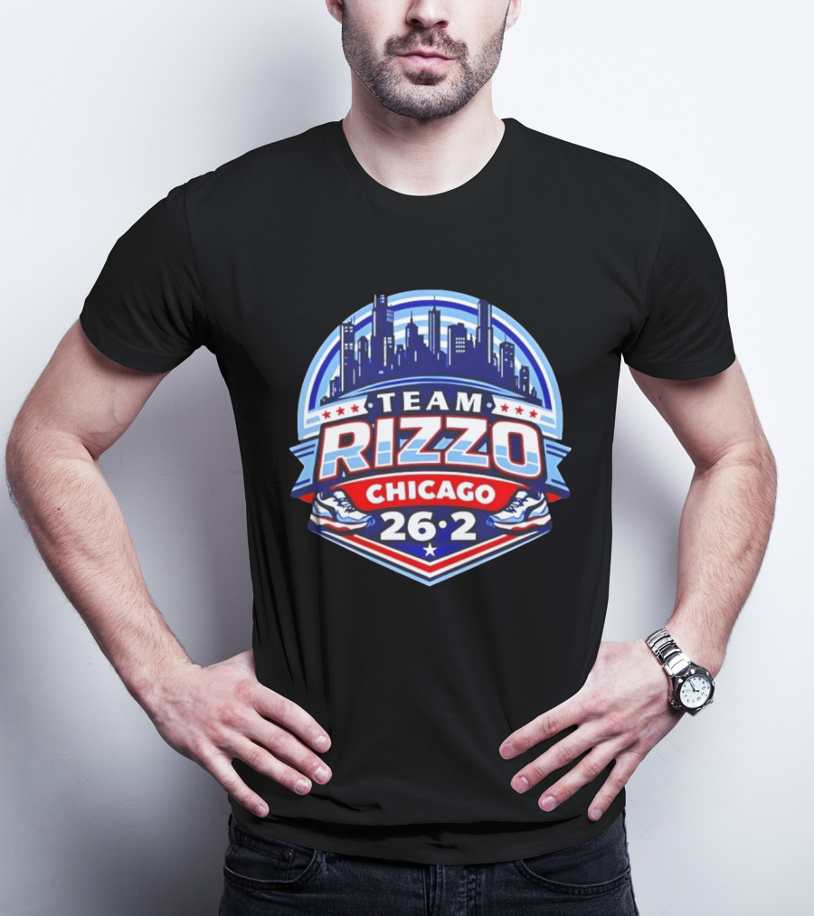 Team Rizzo Chicago Marathon 26.2 Skyline Sneakers Stars T-Shirt