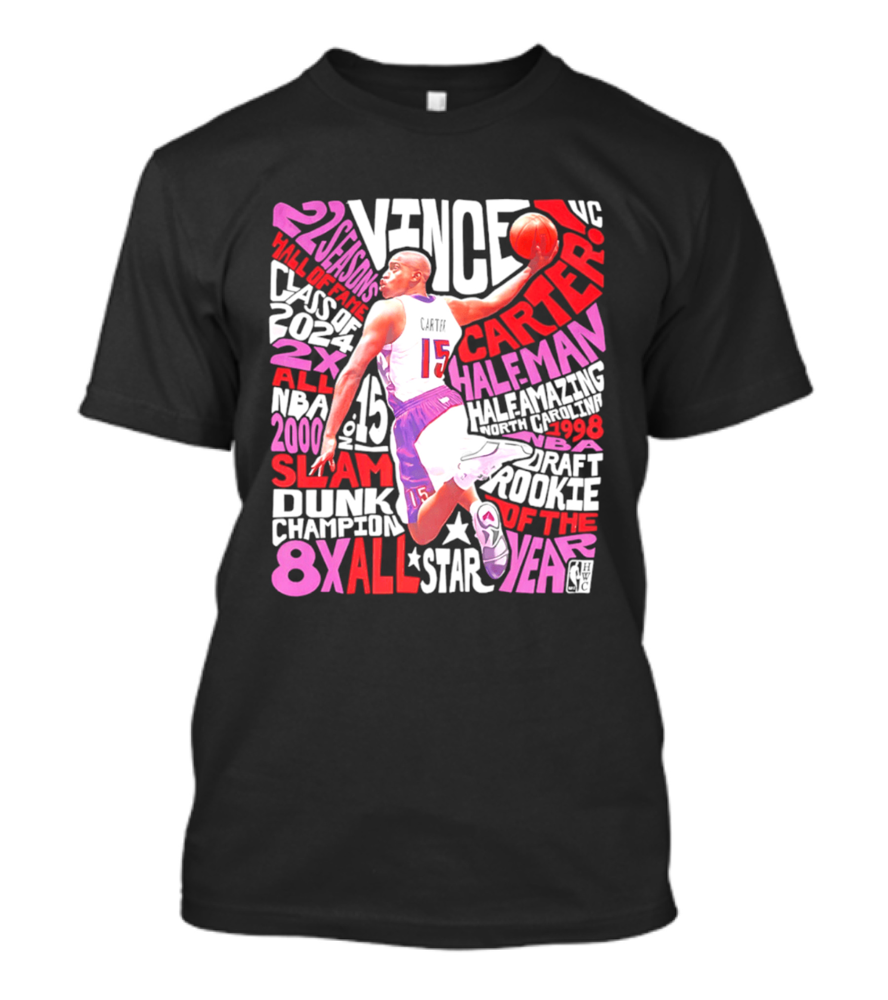 Vince Carter Toronto Raptors Slam Dunk Champion Half Man Half Amazing T-Shirt