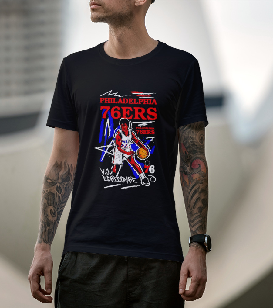 Philadelphia 76ers VJ Edgecombe Chalked Up Player Name Number 6 T-Shirt