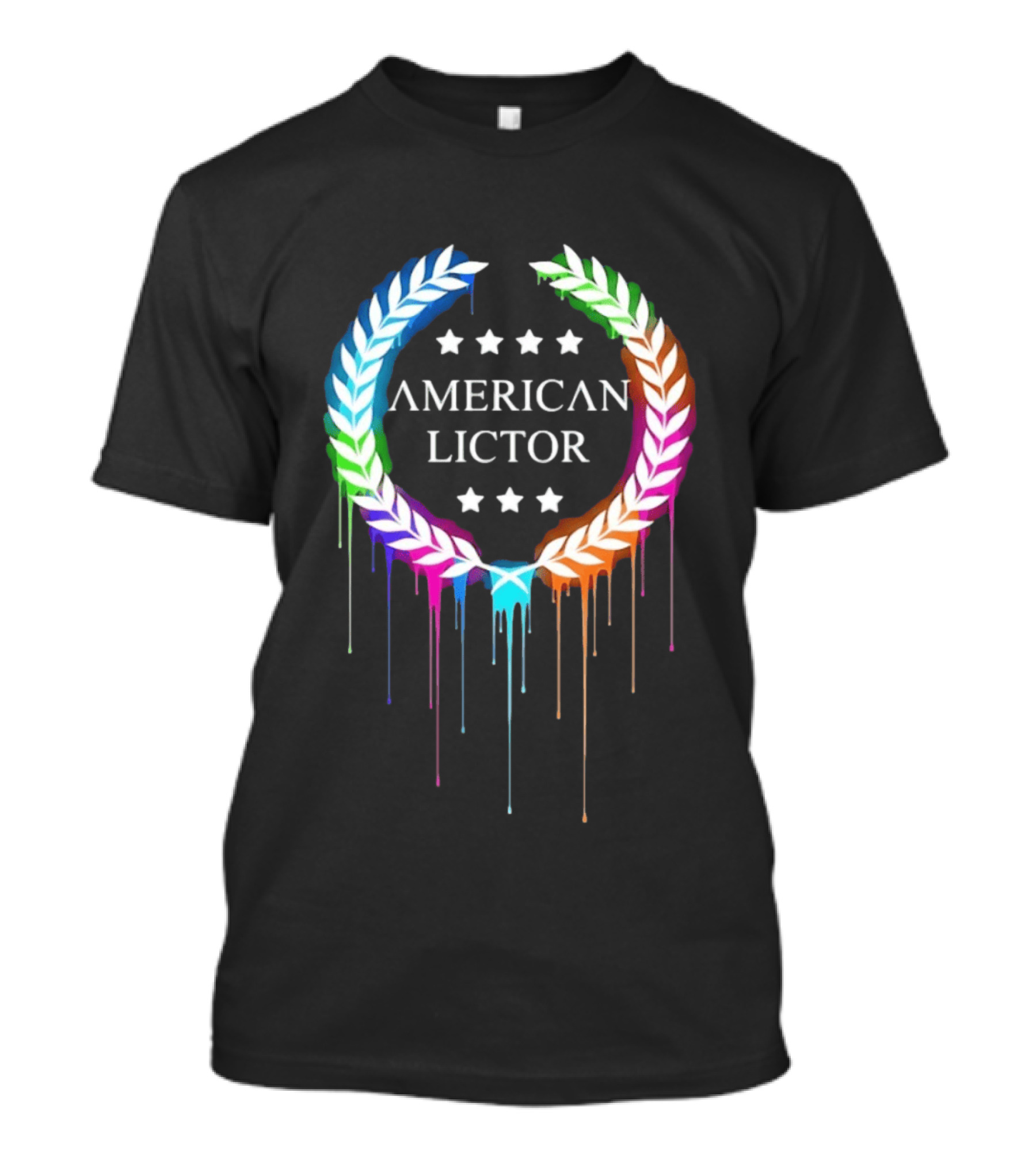American Lictor Rainbow Laurel Wreath Stars T-Shirt
