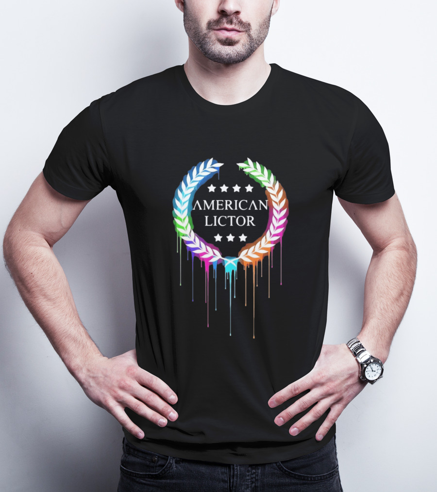 American Lictor Rainbow Laurel Wreath Stars T-Shirt