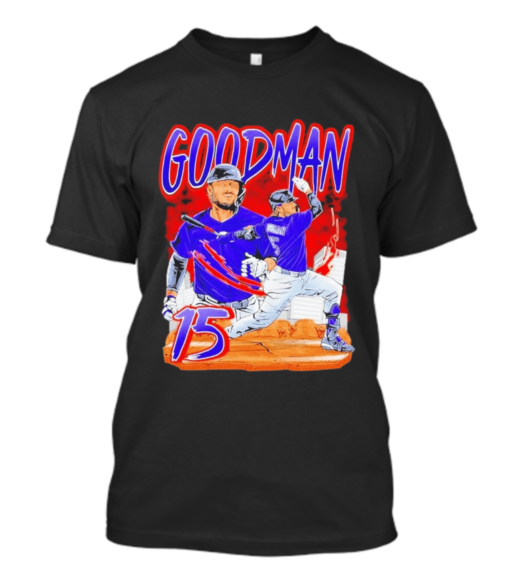 Goodman Baseball Action And Number 15 Illustration Euphoria Rise T-Shirt