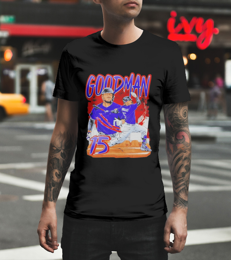 Goodman Baseball Action And Number 15 Illustration Euphoria Rise T-Shirt