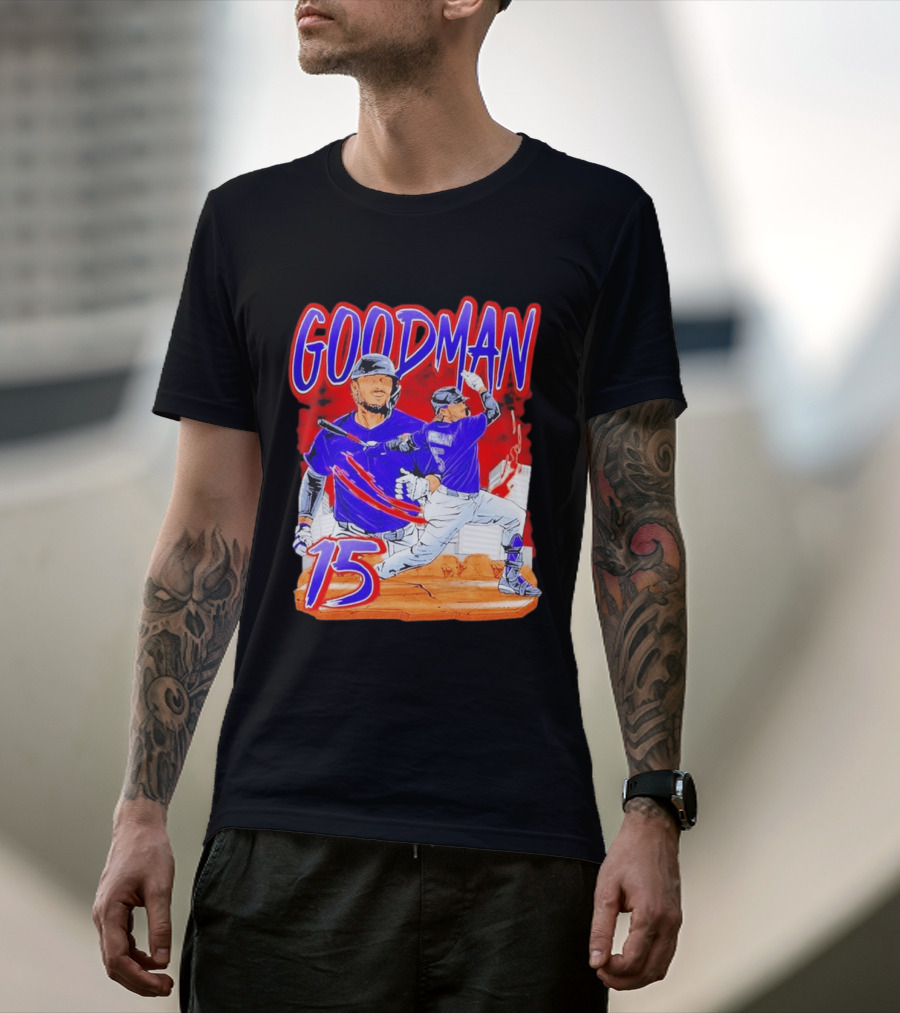 Goodman Baseball Action And Number 15 Illustration Euphoria Rise T-Shirt
