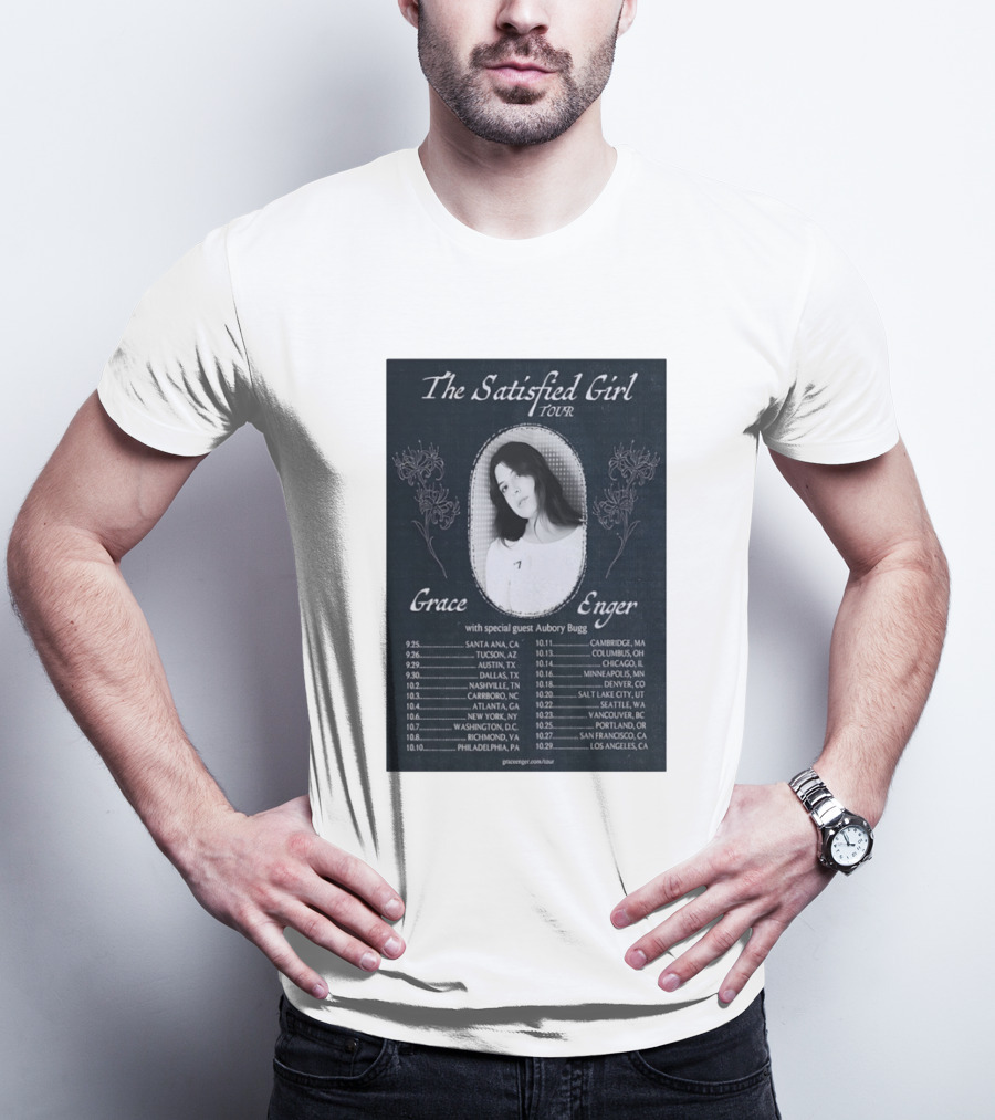 Grace Enger The Satisfied Girl Tour 2023 Cities And Dates Featuring Aubory Bugg T-Shirt