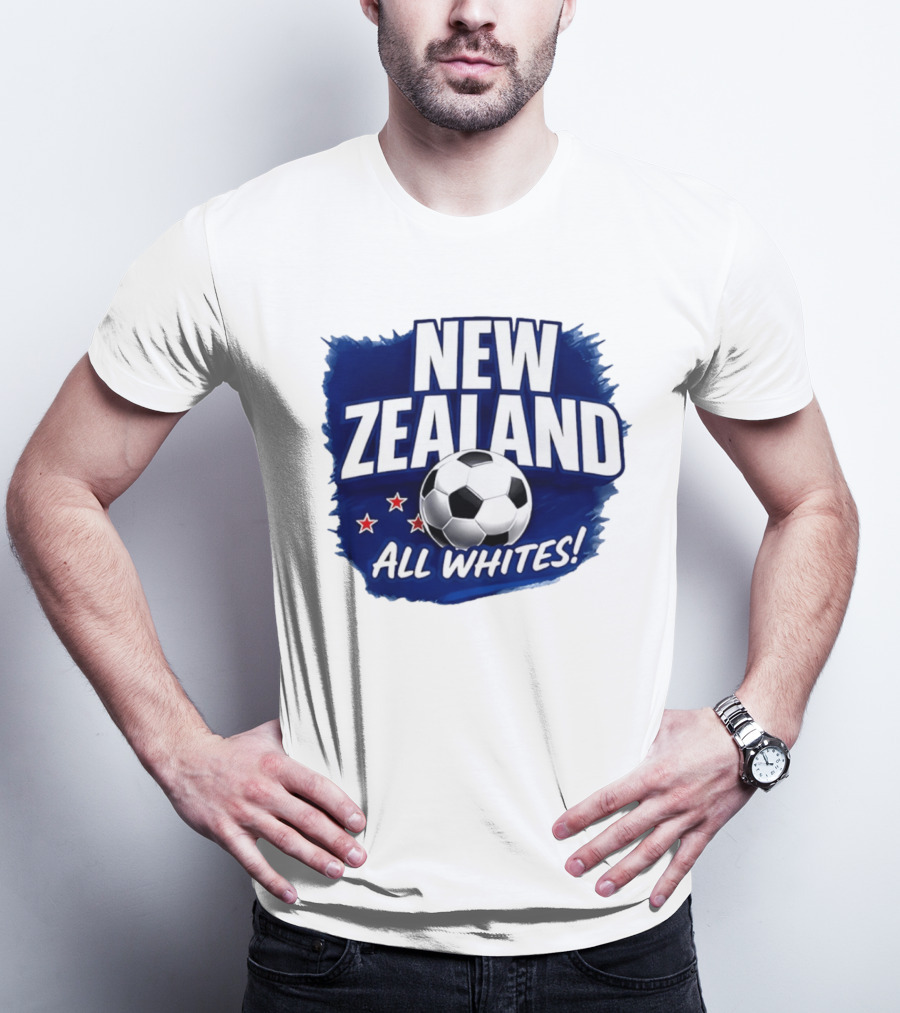 New Zealand All Whites Soccer Team Stars And Ball T-Shirt