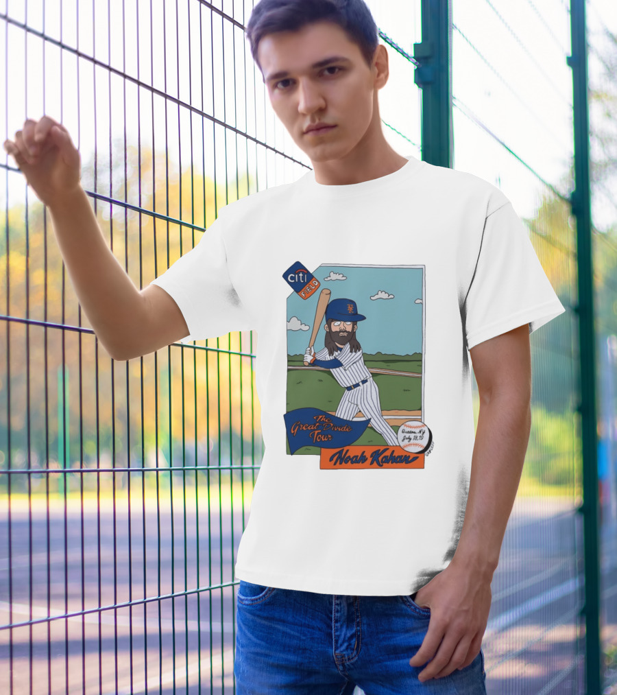Noah Kahan The Great Divide Tour Citi Field New York Mets Cartoon Baseball July 18 19 T-Shirt