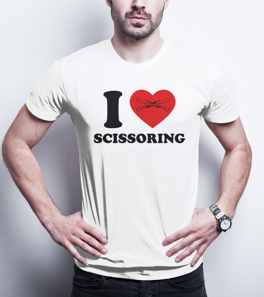 I Love Scissoring Heart With Crossed Scissors T-Shirt