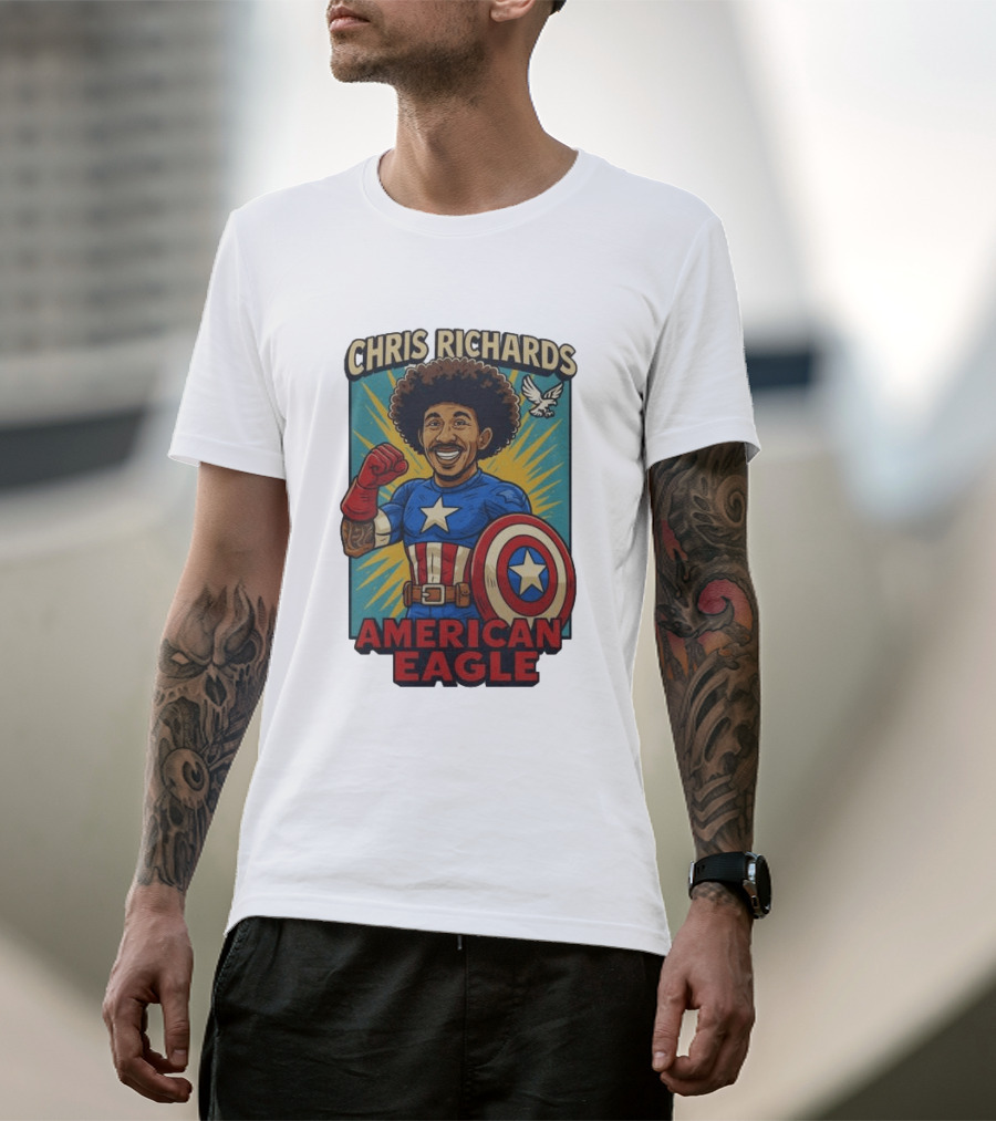 Chris Richards American Eagle Captain Star Shield Superhero T-Shirt