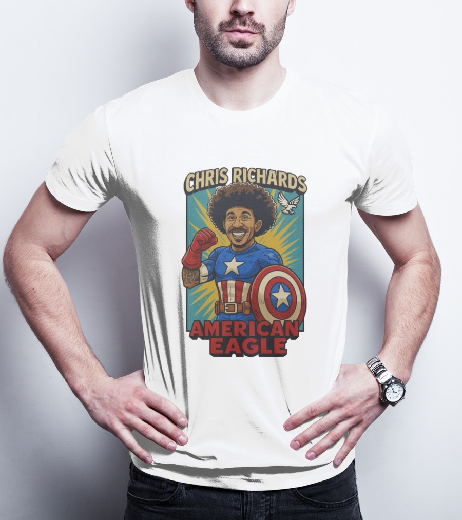 Chris Richards American Eagle Captain Star Shield Superhero T-Shirt