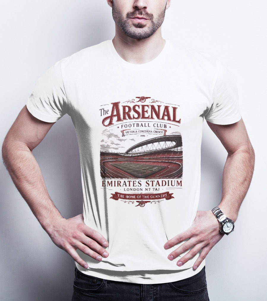 Arsenal Football Club Emirates Stadium London N7 7AJ Victoria Concordia Crescit Established 1886 Home Of The Gunners T-Shirt
