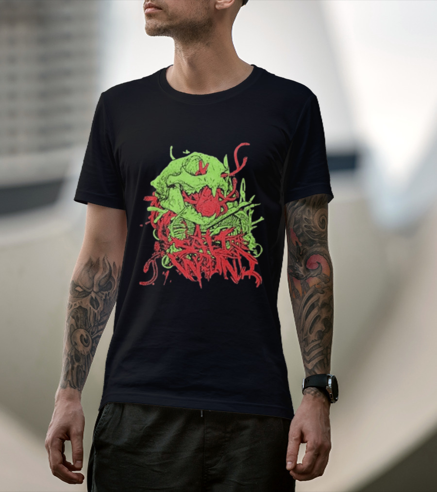 Boot And Annoy Skull Acid Green Red T-Shirt