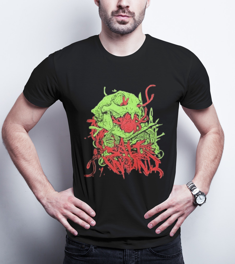 Boot And Annoy Skull Acid Green Red T-Shirt