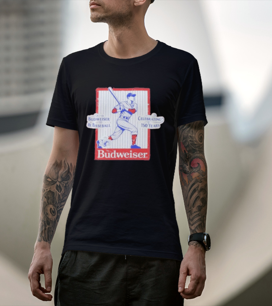 Budweiser Baseball Celebrating 150 Years Vintage Iconic Batter T-Shirt