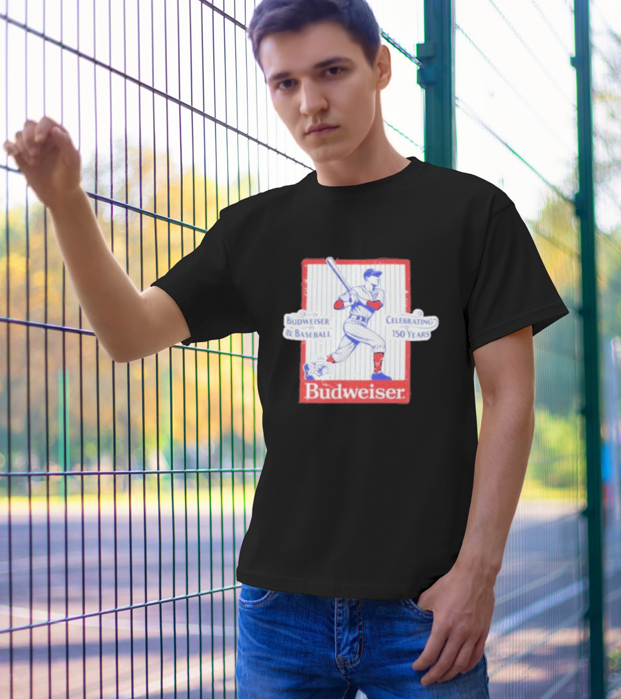 Budweiser Baseball Celebrating 150 Years Vintage Iconic Batter T-Shirt