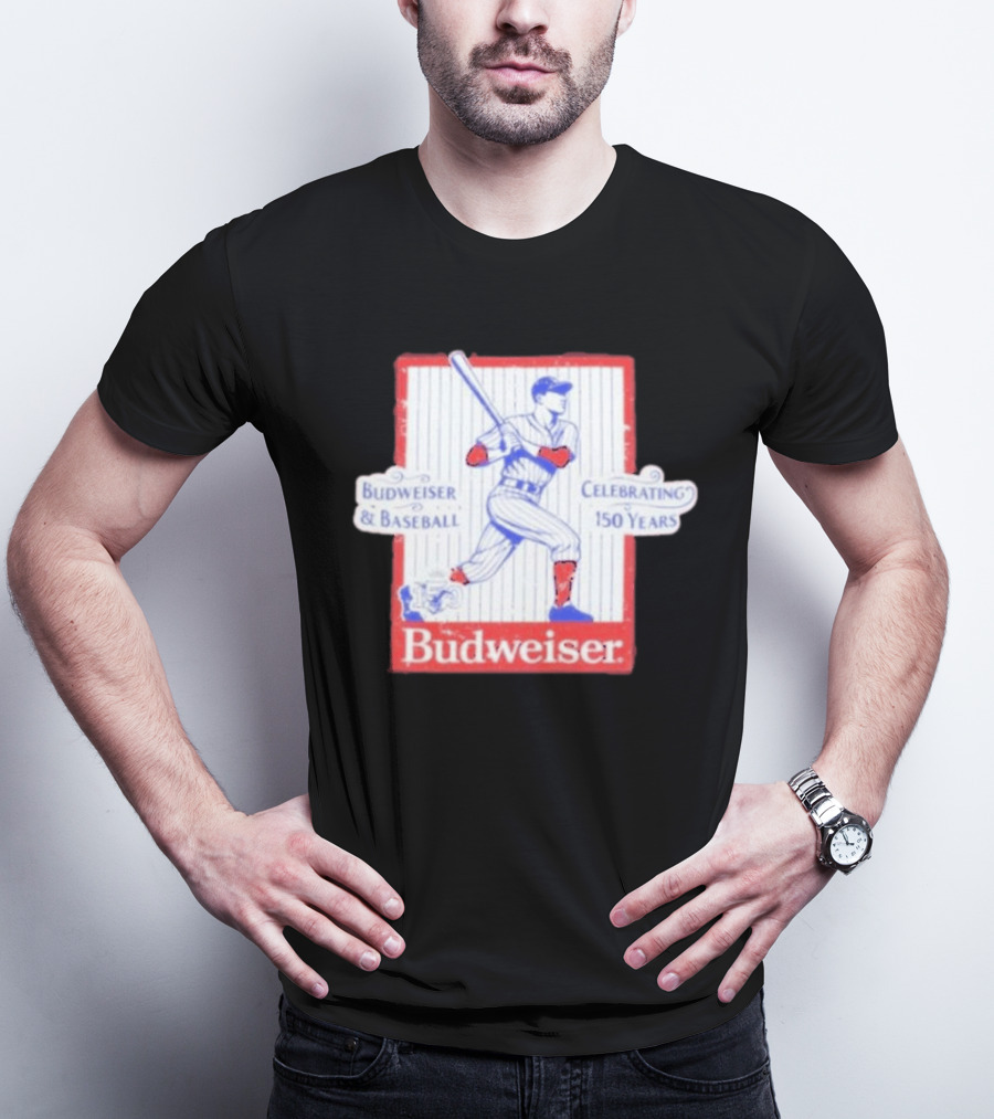 Budweiser Baseball Celebrating 150 Years Vintage Iconic Batter T-Shirt