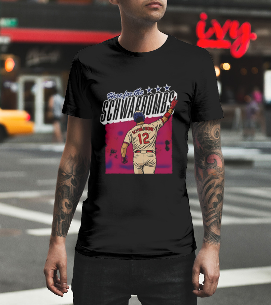 Here For The Schwarbombs Kyle Schwarber 12 Baseball T-Shirt