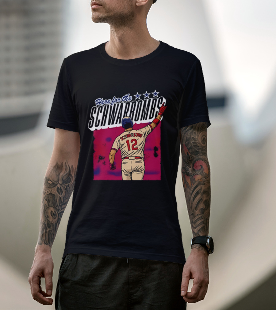 Here For The Schwarbombs Kyle Schwarber 12 Baseball T-Shirt