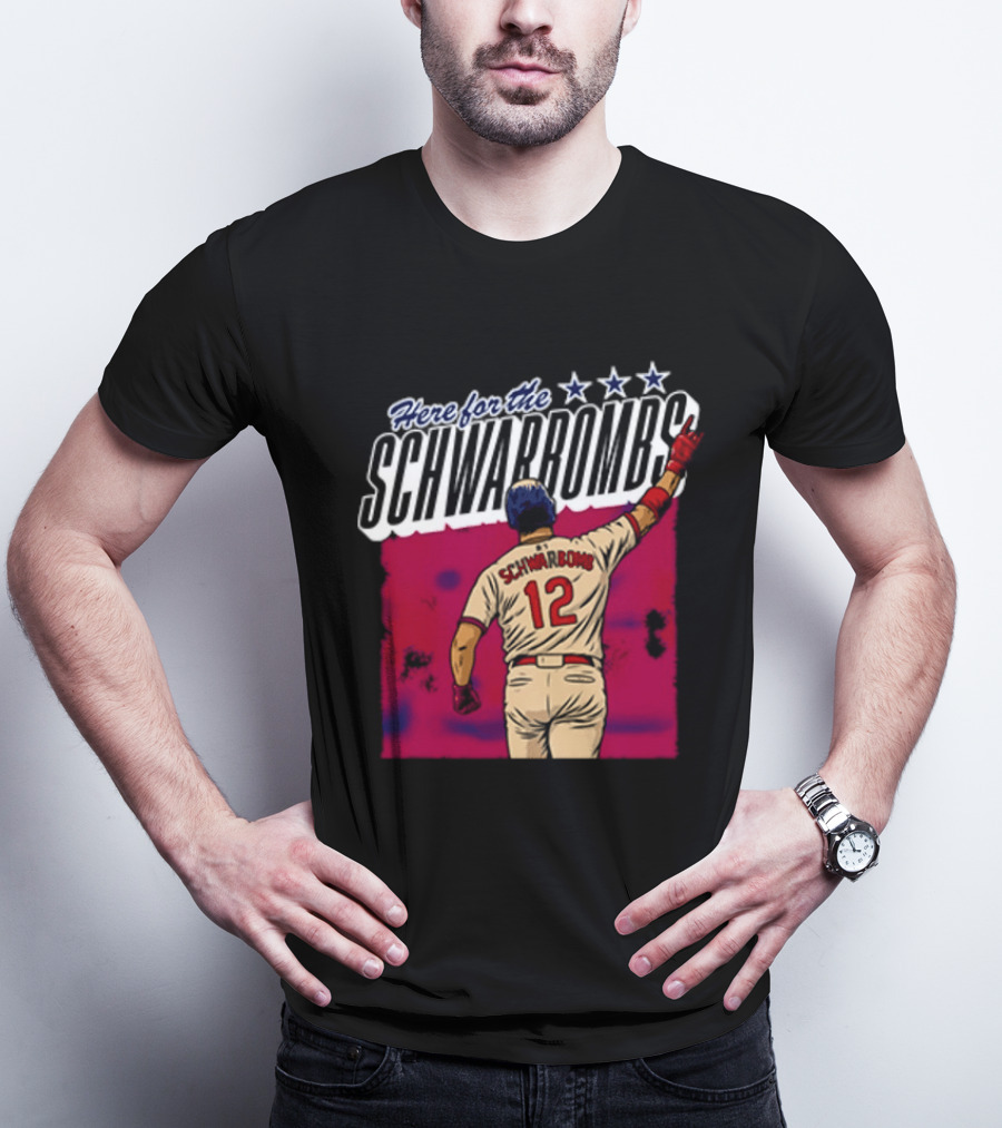 Here For The Schwarbombs Kyle Schwarber 12 Baseball T-Shirt