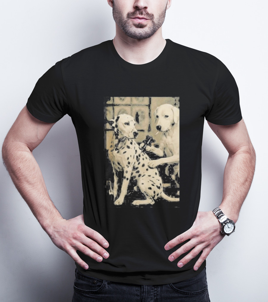 Dalmatian Dog Tattoo Artist Black And White Humor T-Shirt