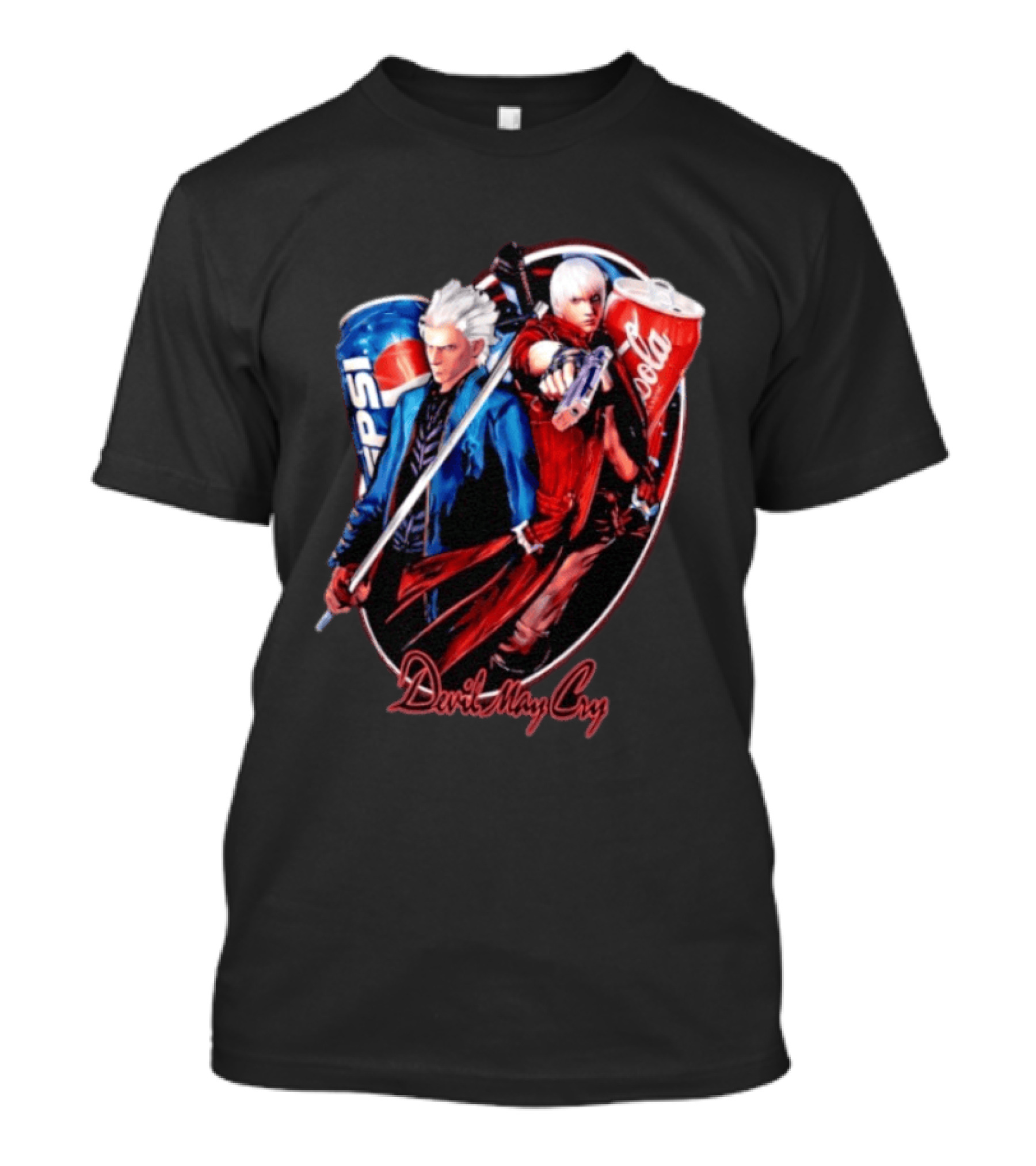 Devil May Cry Dante Vergil Pepsi Coca Cola Drink Battle T-Shirt