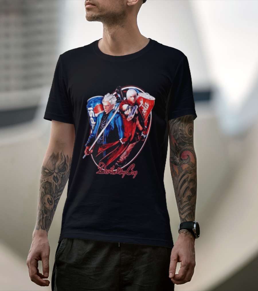 Devil May Cry Dante Vergil Pepsi Coca Cola Drink Battle T-Shirt