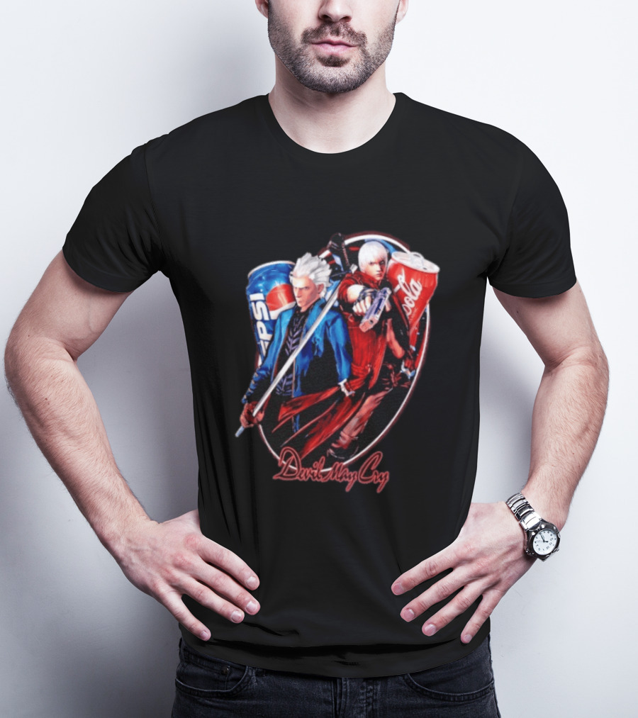 Devil May Cry Dante Vergil Pepsi Coca Cola Drink Battle T-Shirt