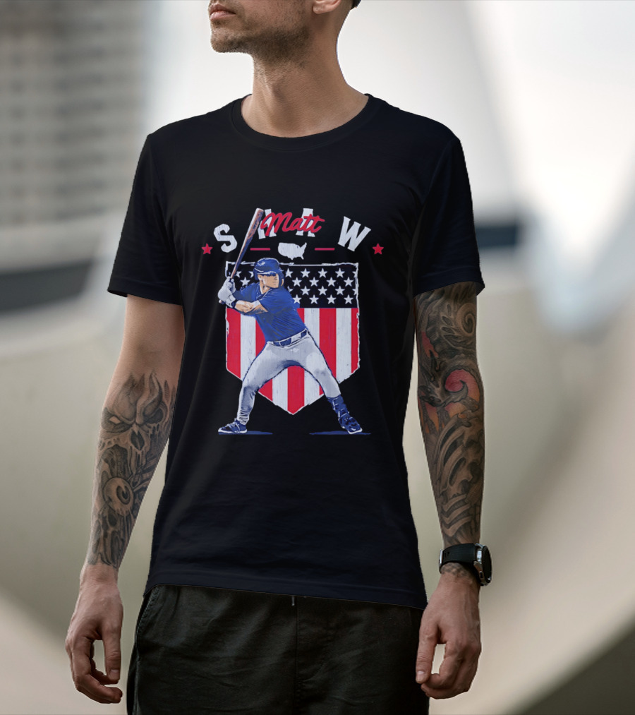 Matt Shaw Stars Stripes Chicago Cubs Baseball T-Shirt