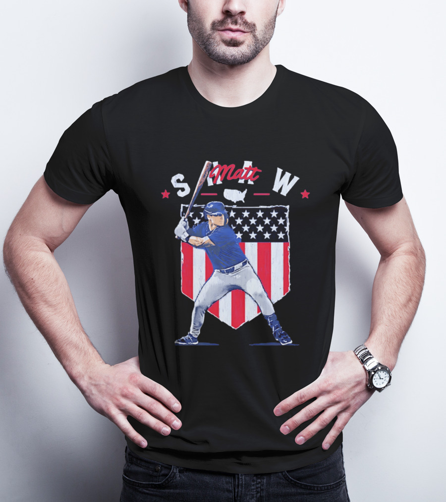 Matt Shaw Stars Stripes Chicago Cubs Baseball T-Shirt