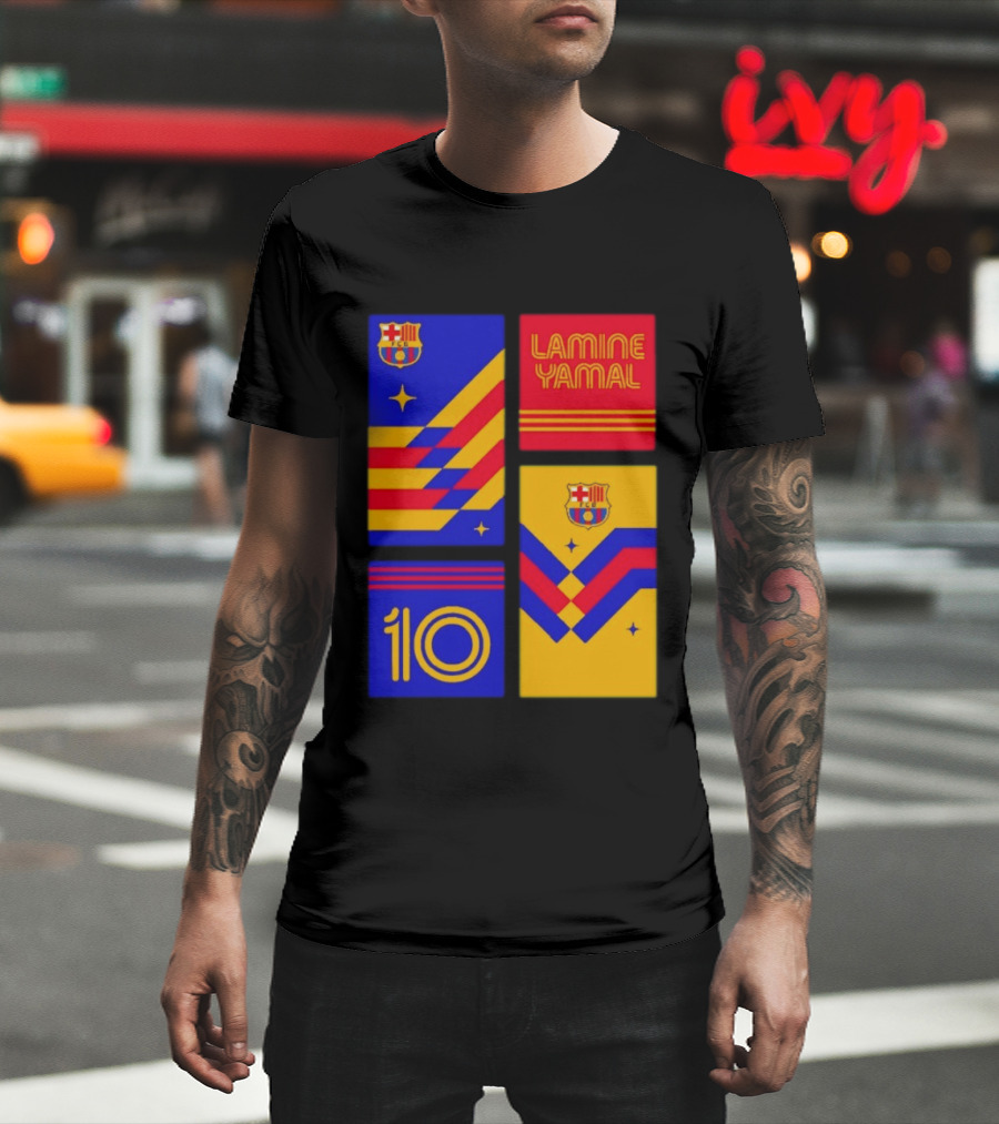 FC Barcelona Lamine Yamal 10 Vibes With Team Colors And Crest T-Shirt