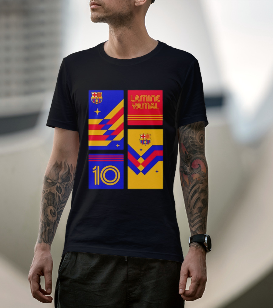 FC Barcelona Lamine Yamal 10 Vibes With Team Colors And Crest T-Shirt