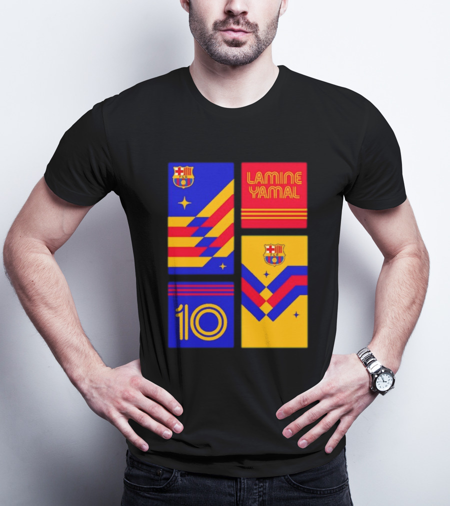 FC Barcelona Lamine Yamal 10 Vibes With Team Colors And Crest T-Shirt