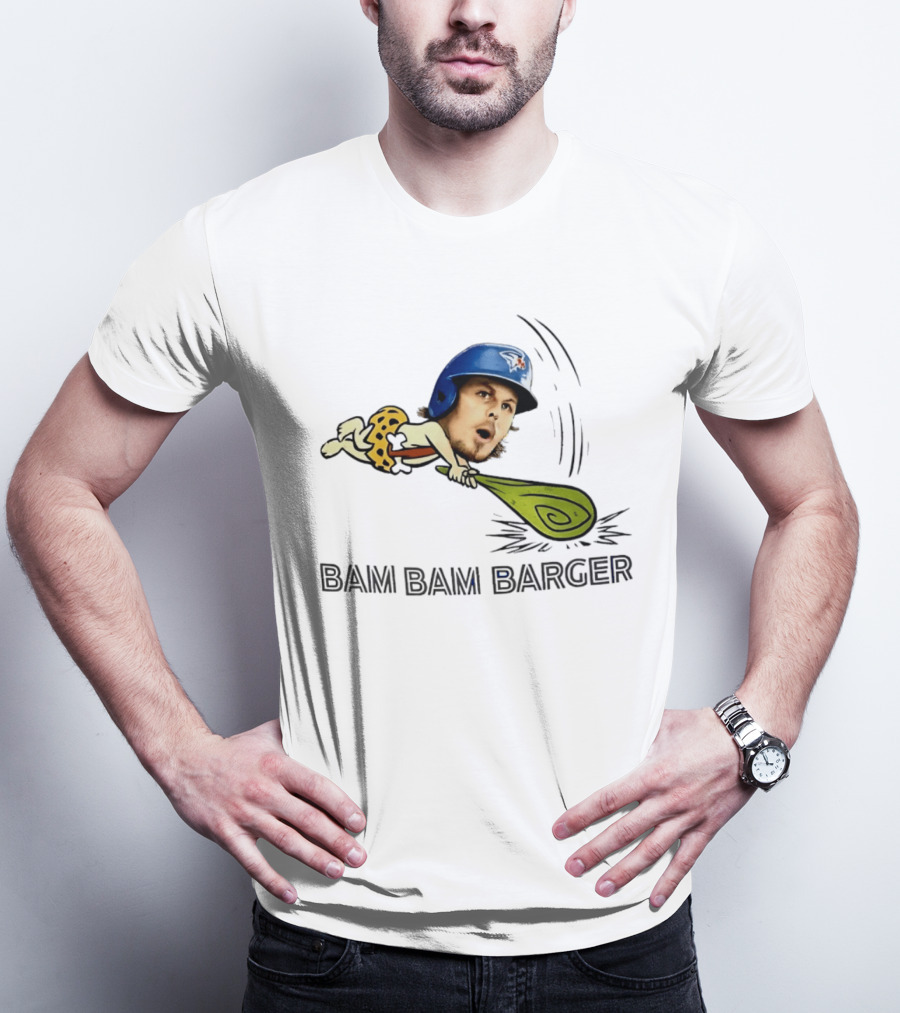 Bam Bam Barger Blue Jays Baseball Cartoon Helmet Bat T-Shirt
