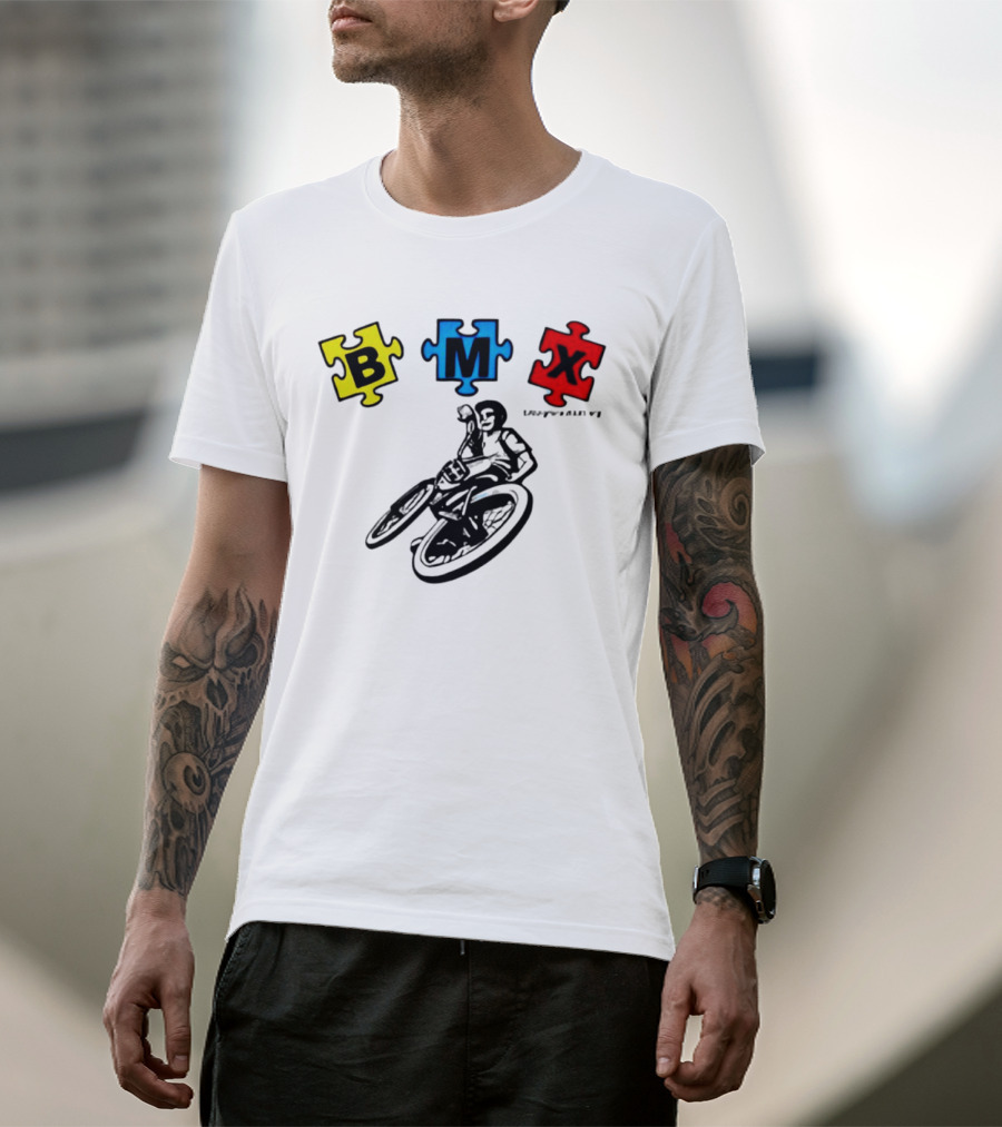 BMX Puzzle Pieces Bike Rider Autism T-Shirt