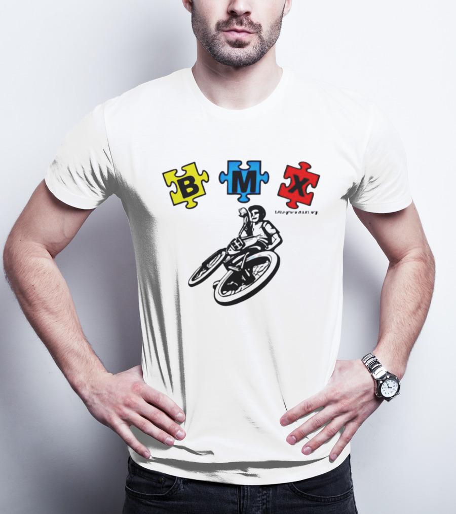 BMX Puzzle Pieces Bike Rider Autism T-Shirt