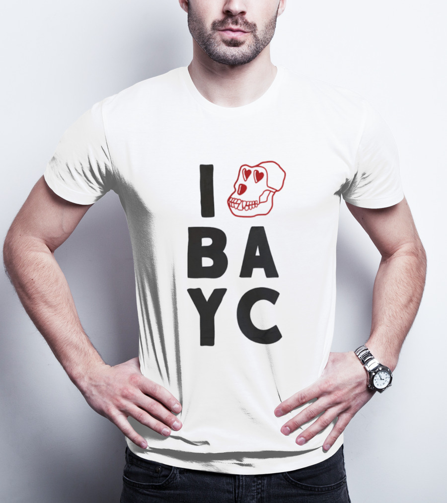 I Love BAYC Red Heart Eyed Skull T-Shirt