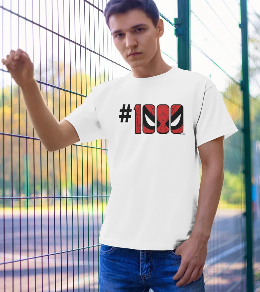 #1000 Spider Man Mask Red Web T-Shirt