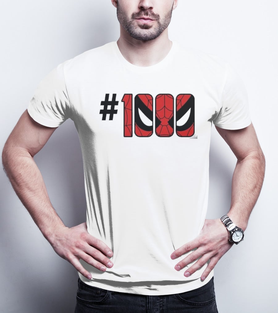 #1000 Spider Man Mask Red Web T-Shirt