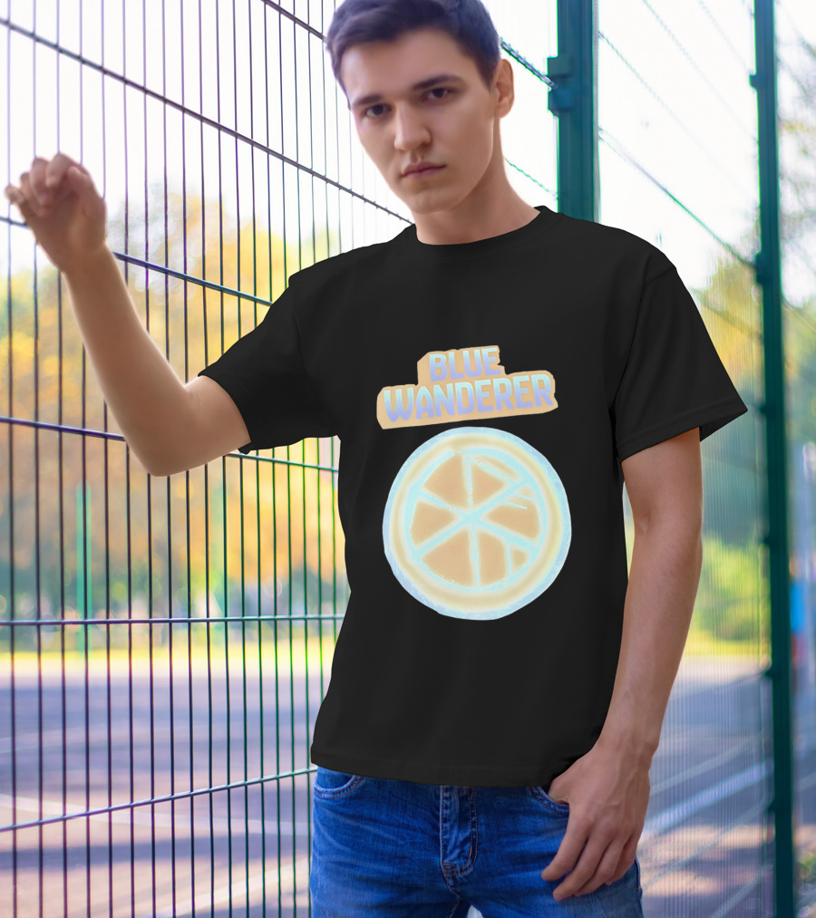 Blue Wanderer Basketball Neon Glow Circle T-Shirt