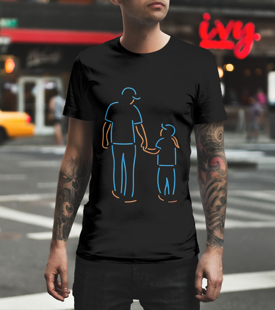 Father And Daughter Walking Neon T-Shirt