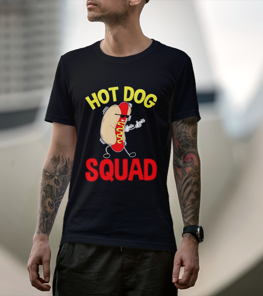 Hot Dog Squad Funny Cartoon Mustard Enthusiasts T-Shirt