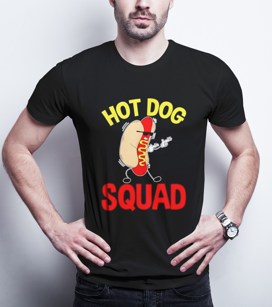 Hot Dog Squad Funny Cartoon Mustard Enthusiasts T-Shirt