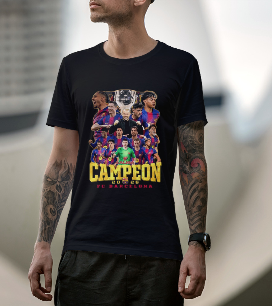 Laliga Campeón 2026 FC Barcelona Players Celebration T-Shirt