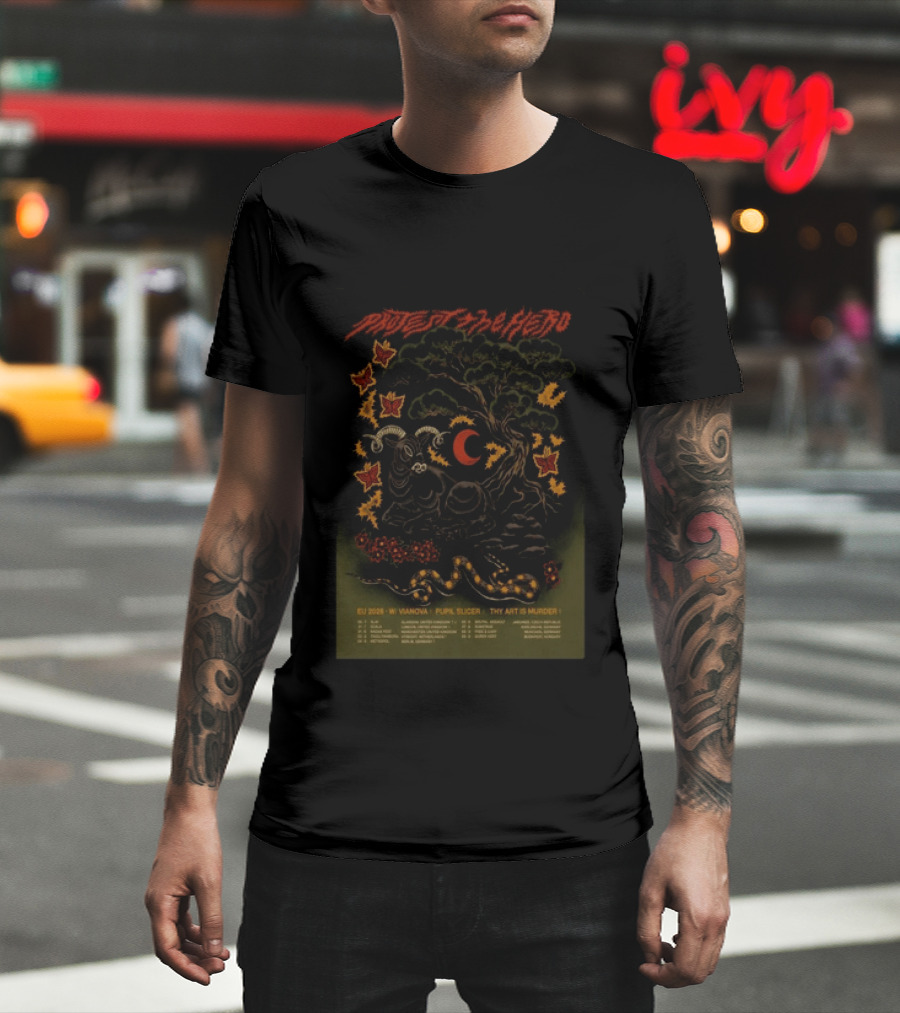 Protest The Hero EU 2026 Tour Vanaova Pupil Slicer Thy Art Is Murder Butterfly Tree Goat Snake T-Shirt